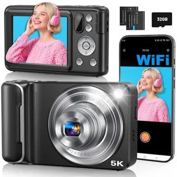 DC309X MINI DUAL LENS DIGITAL CAMERA WITH 32GB CARD - BLACK