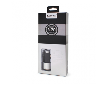 LDNIO Auto punjac LDNIO C403 dual USB 4.2A sa micro USB kablom srebrni