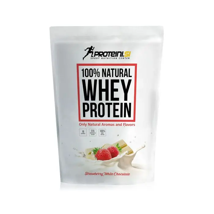 PROTEIN.SI 100% Natural Whey protein bela 500g bela čokolada i jagoda