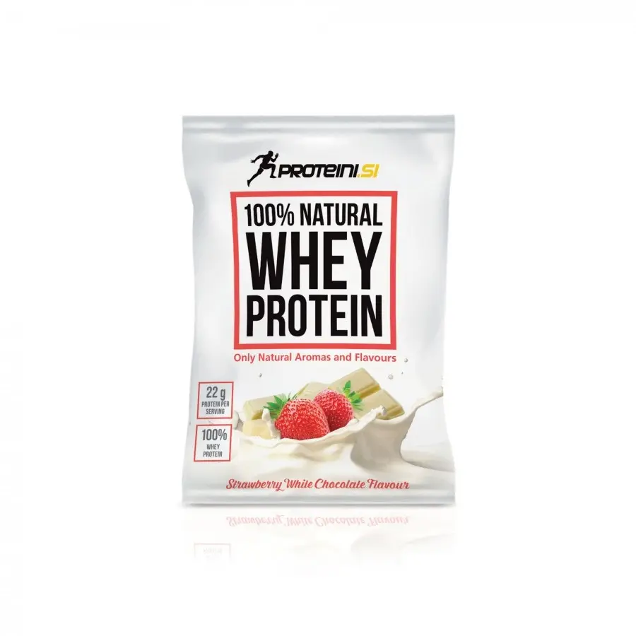 PROTEINI.SI Whey protein 100% natural 30 g jagoda i bela čokolada