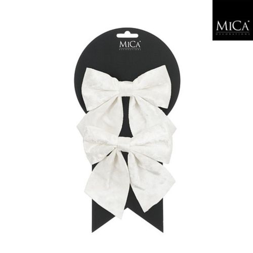 Novogodišnja dekoracija - BOW SET 2pcs 13cm 1181201 - White - EDL