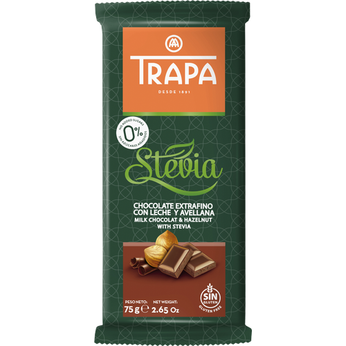 Čokolada lešnik stevia 75g