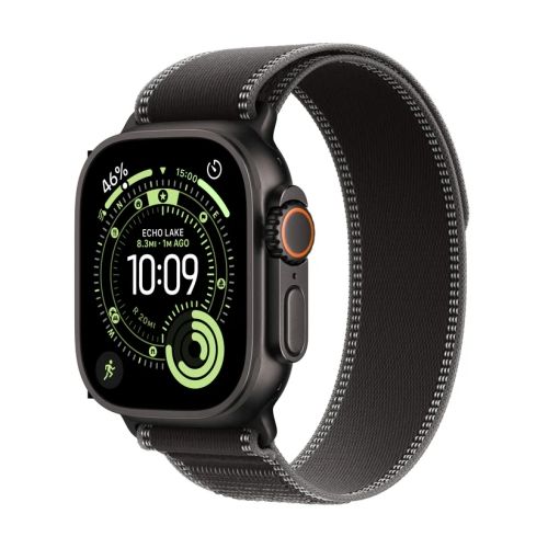 Apple Watch Ultra 3 49mm Black Titanium Case with Black/Charcoal Trail Loop - M/L mf1h4se/a