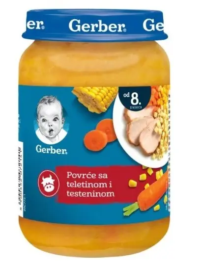 Gerber Kašica za bebe od povrća, teletina i testenine, 190g