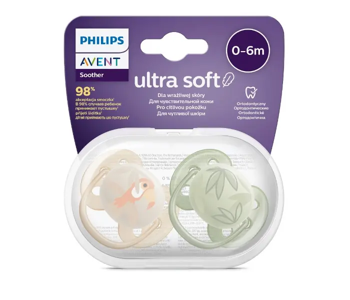 Philips Avent Varalica za bebe Ultra Soft 0-6m 2/1 bež i maslinasta