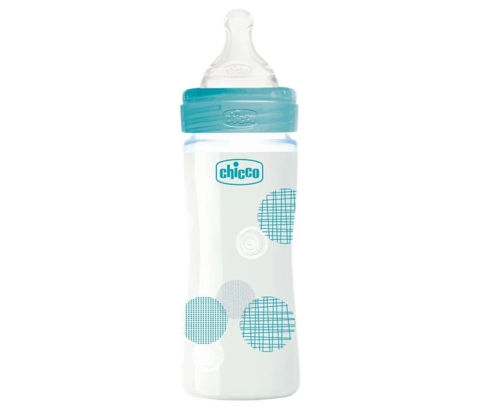 Chicco WB Staklena flašica za bebe, 240ml, Plava