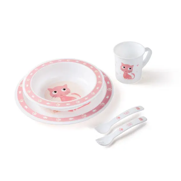 Canpol babies Set za hranjenje beba 4/401 Cat roze