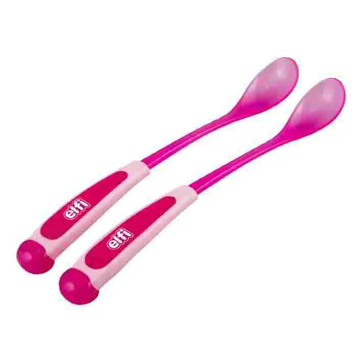 Elfi Set kašika za bebe, Plastični, 2 komada, Roze