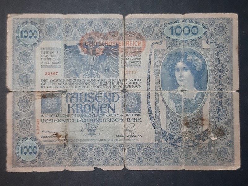 Novcanica -Tausend Kronen iz 1902. 1000 kronen
