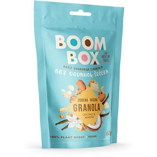 Boom Box Ovsena kaša granola Kokos-Badem-Bela čokolada-Vanila 60 g
