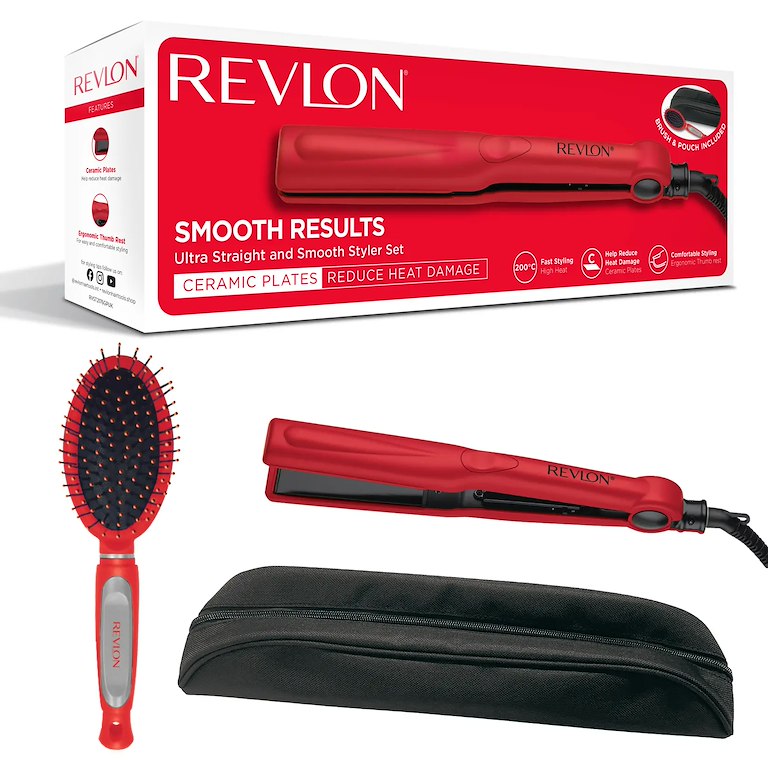 Revlon Presa za kosu + torbica + četka RVST2176GPE, Crvena