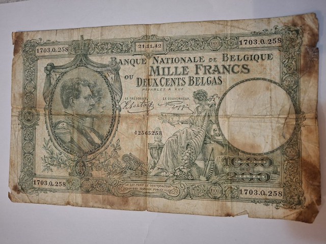 1000 franaka 200 belga Belgija