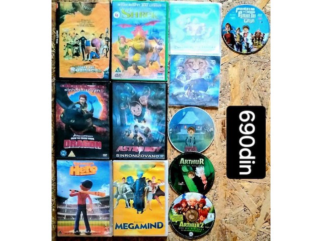 DVD crtaći Šrek Megamind Hero Artur Dragon