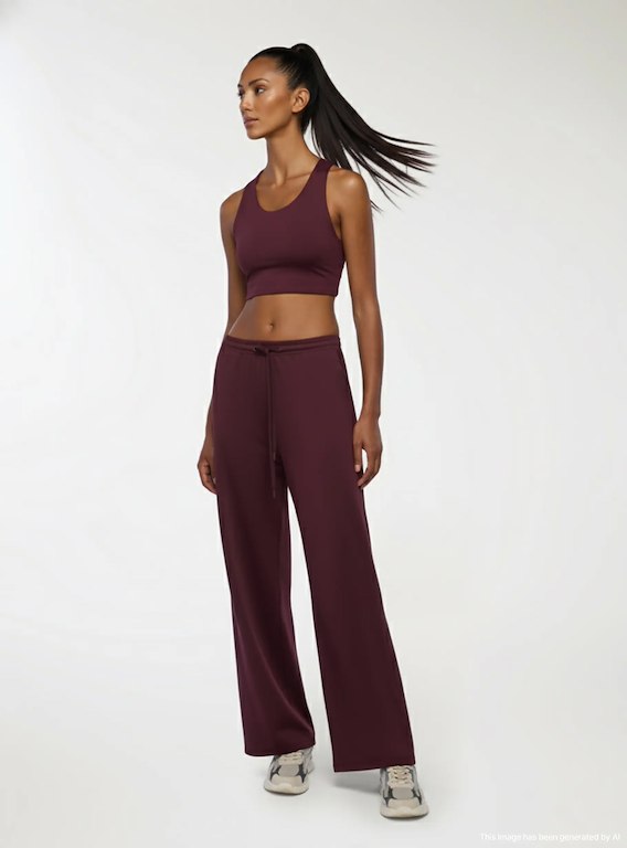 Pantalone širokih nogavica u jednobojnoj varijanti Boja šljive