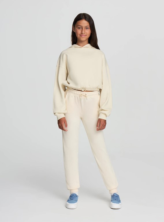 Crop duks sa kapuljačom i pertlama Slonovača