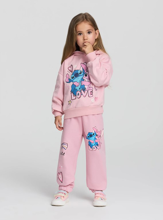 Donji deo trenerke sa štampom Stitch® i pertlama Roze