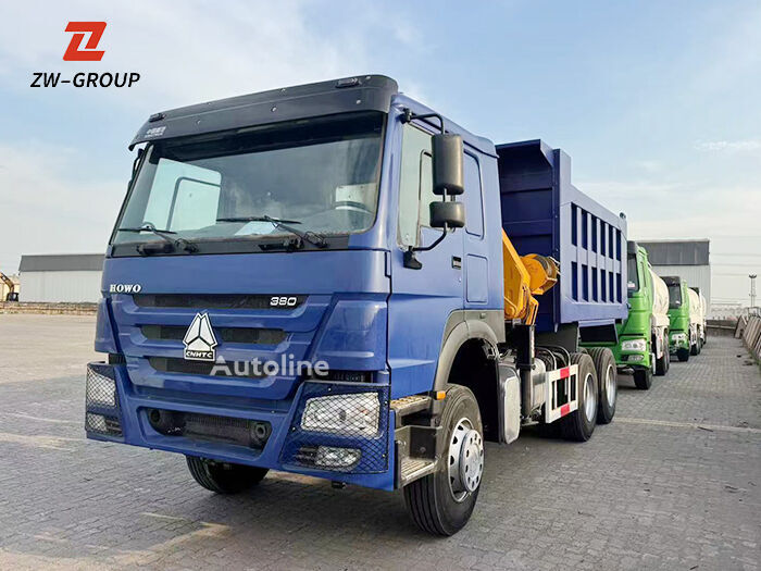 Sinotruk Howo 380hp Dump Truck with Folding Boom Crane for SUdan kiper