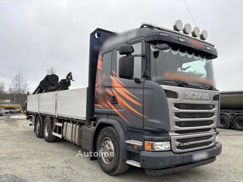 Scania G450 *6x2 *HIAB 232 E-6 *BOX 7.35m *Euro 6 kamion s ravnom platformom
