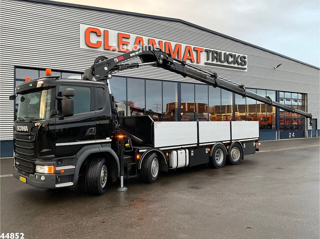 Scania G 450 Euro 6 Hiab 28 Tonmeter laadkraan kamion s ravnom platformom