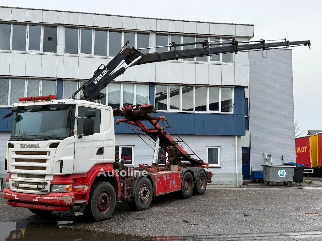 Scania R500 V8 8X4 + HIAB 220-5 + REMOTE + CABLELIFT - FULL STEEL SUSP. kamion sa kukom za podizanje tereta