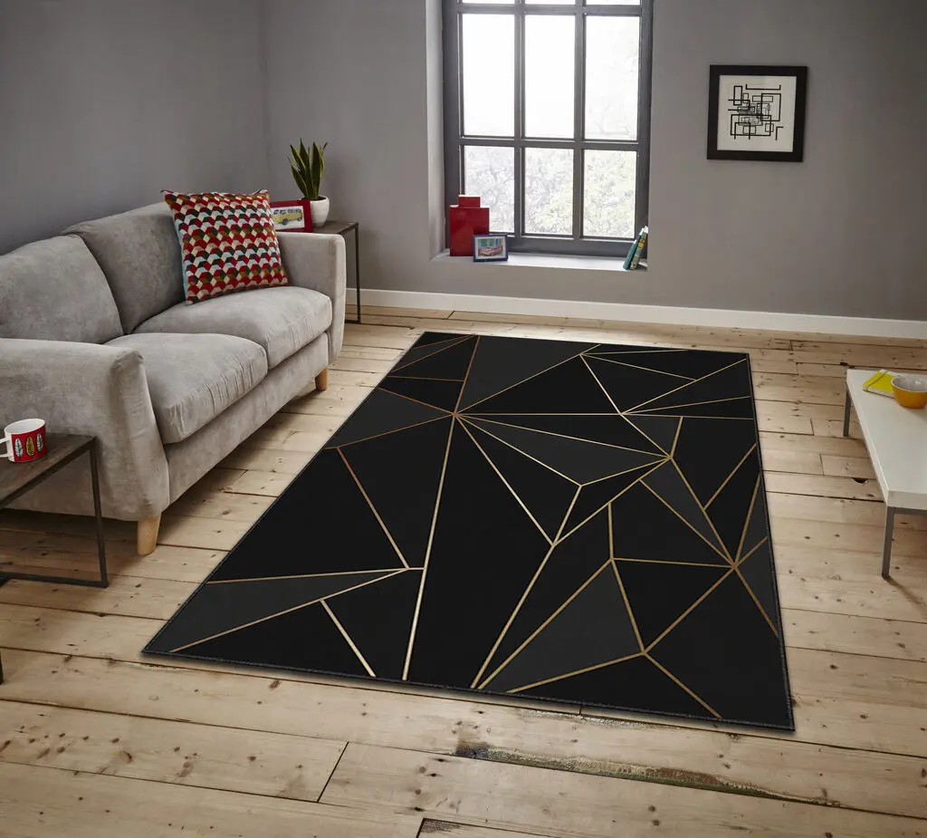 Conceptum Hypnose Tepih Asr Carpet 107, 120x180 cm, Crno-zlatni