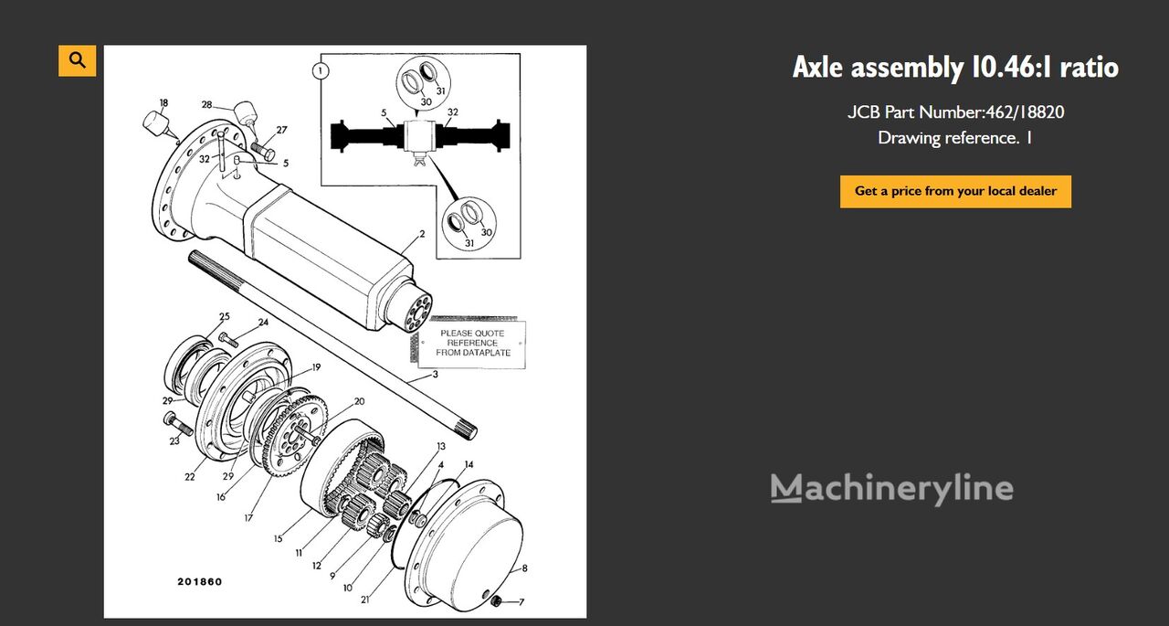 JCB 462/18820 pogonski most za JCB 462/18820, 46218820, 10.46:1, S40, PD70, SD70, PD90, PD40, CD90, S80, PD55, SD80, SD40, Maxtrac, 450/27001, 45027001, 458/M2702, 458M2702, 450/12401, 45012401, 9...