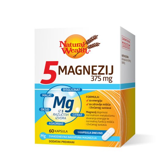 Natural Wealth 5 Magnezijum 375 mg 60 kapsula