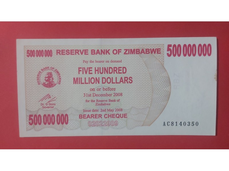 500.000.000 dollars 2008 god Zimbabwe Vf