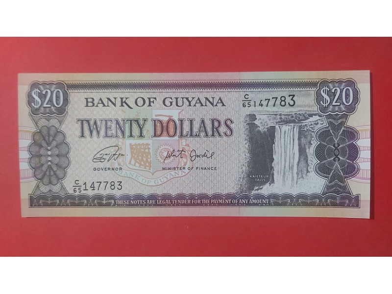 20 dollars 2018 god Gvajana UNC