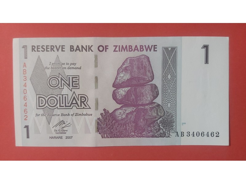 1 dollar 2007 god Zimbabwe aUNC