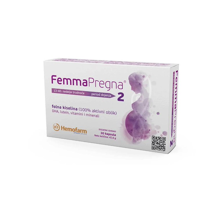 Hemofarm FemmaPregna 2 30 Kapsula za Period od Drugog Trimestra i Nakon Trudnoće