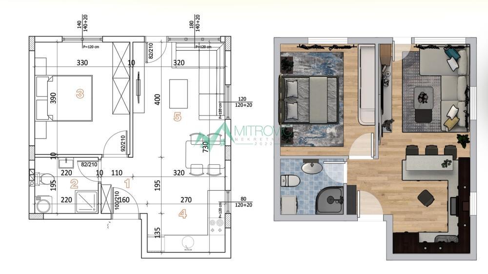 Jednoiposoban stan na prodaju, 42m2, 51.912€