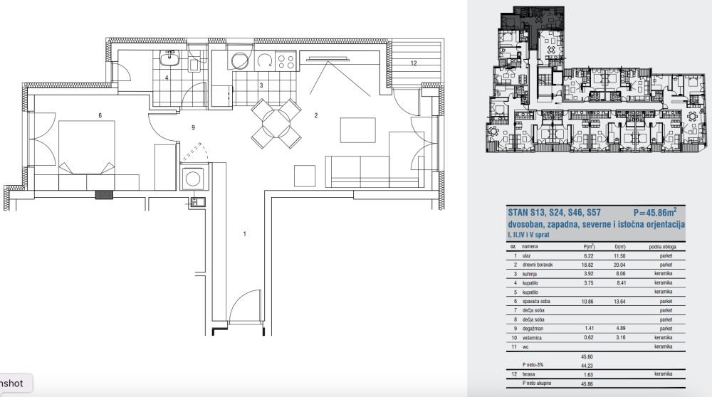 Dvosoban stan na prodaju, 46.86m2, 112.375€