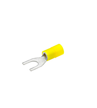 Fork crimp cable shoe, insulated, yellow, 4-6mm², M6