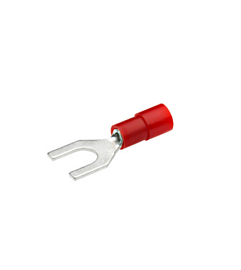 Fork crimp cable shoe, insulated, red, 0.5-1.0mm², M4