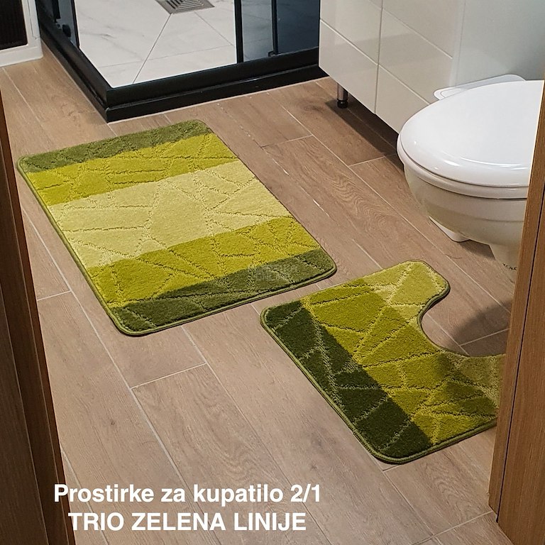 Prostirke za kupatilo 2 /1 trio zelena linije