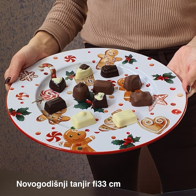 Novogodišnji tanjir fi33cm BELI