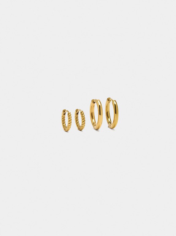SET OF GOLDEN HOOP EARRINGS - STAINLESS STEEL
