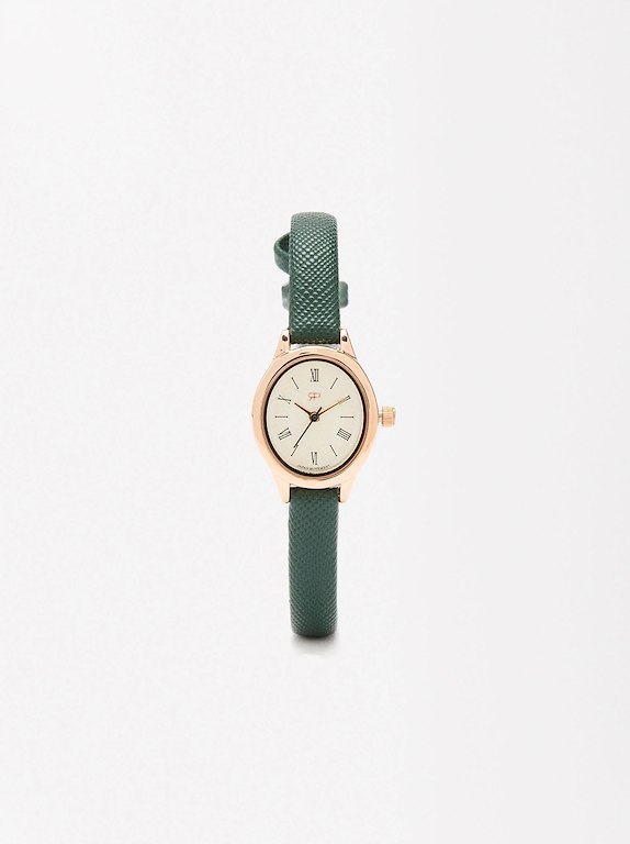 OVAL WATCH WITH TEXTURED STRAP