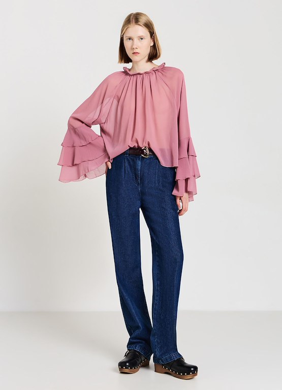 JEANS WITH PLEATS TAMNOPLAVI TEKSAS
