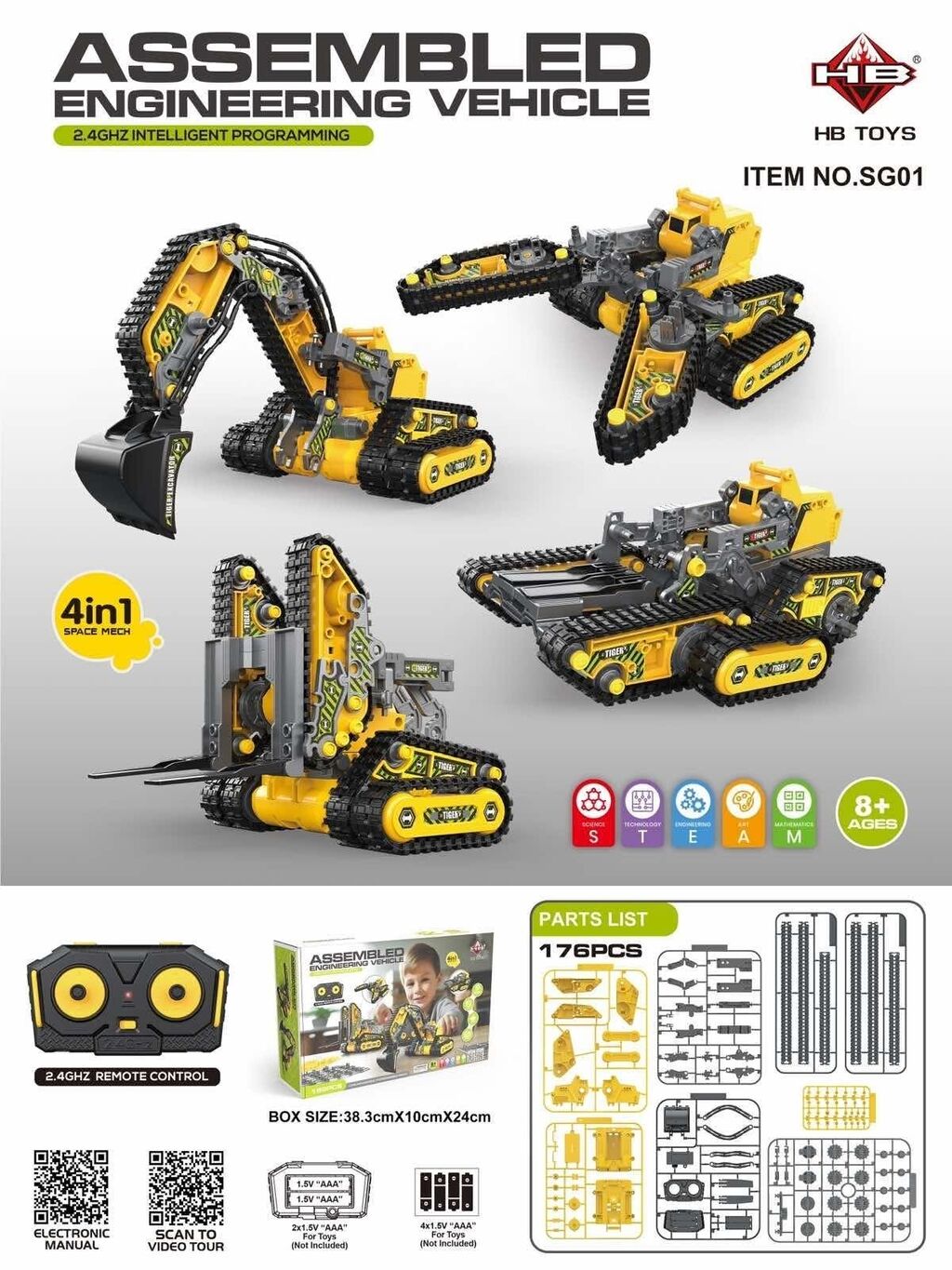 Assembled Engineering Vehicle – 4u1 Građevinske Mašine na Daljinsko