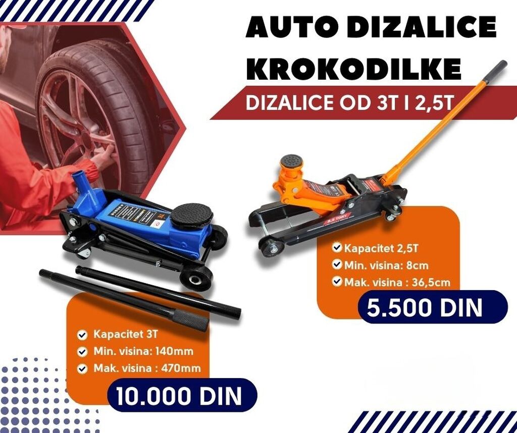 Auto dizalice – “krokodilke”, dostupne u dve varijante nosivosti: -