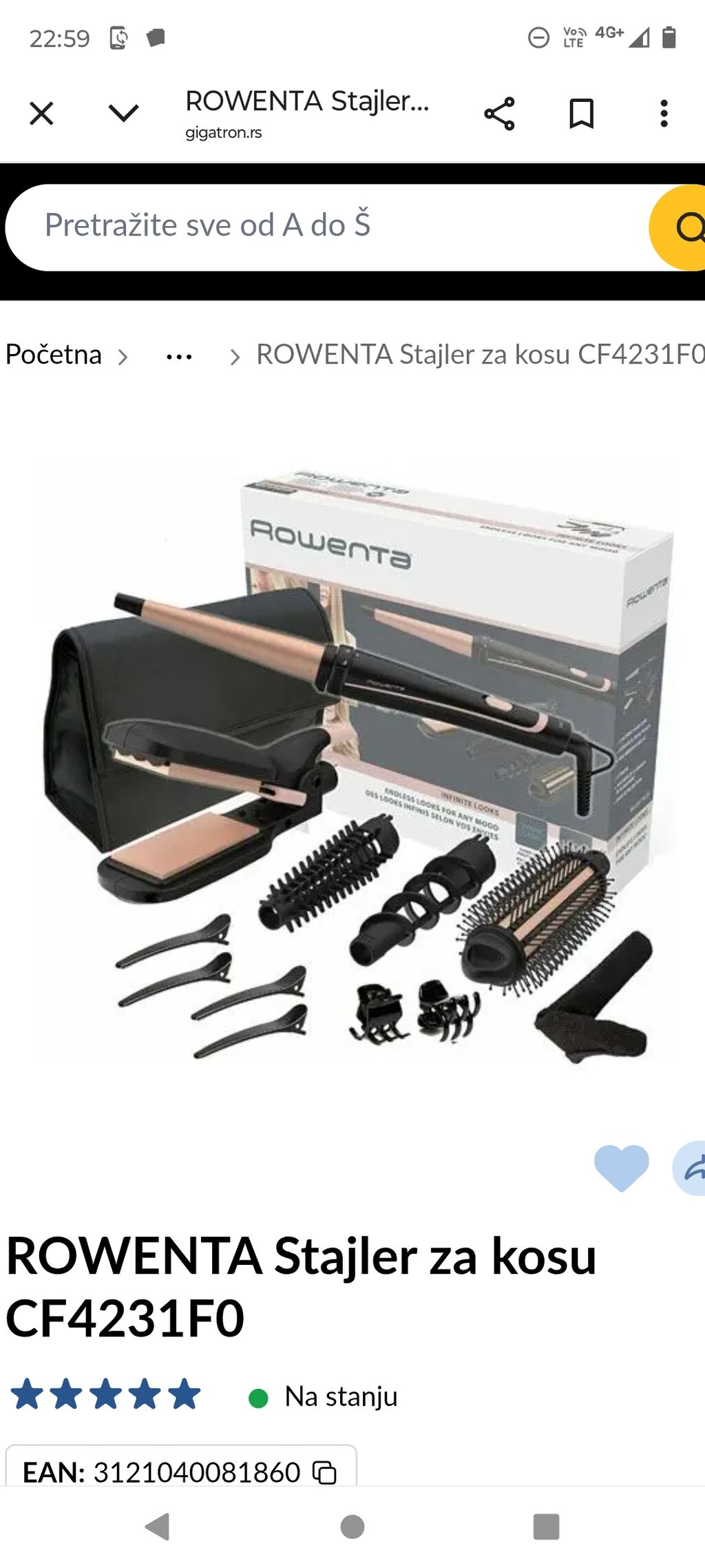 ROWENTA Stajler za kosu CF4231F0 – višenamenski set za stilizovanje