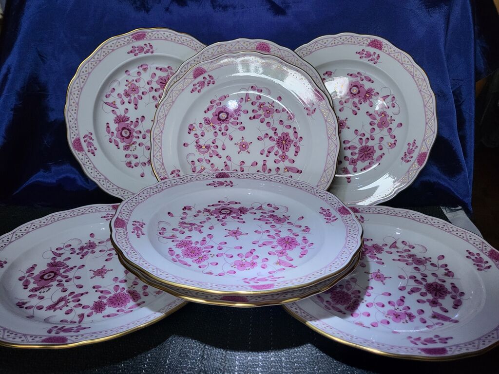 Tanjiri 8 kom.Meissen Indian Pink Flowers.4g. Meissen tanjiri 8