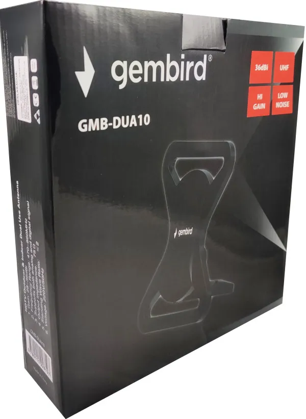 GMB-DUA10 **Gembird Antena sobna/spoljna sa pojacalom, 23x21cm, UHF, dobit 36dB sa kablom 10m (919)
