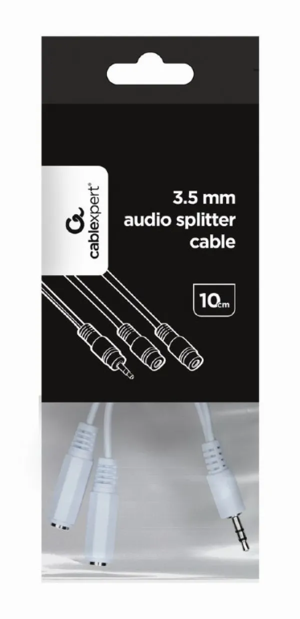 CCA-415W Gembird 3.5mm stereo plug to 2X3.5mm stereo socket 10cm audio splitter kabl