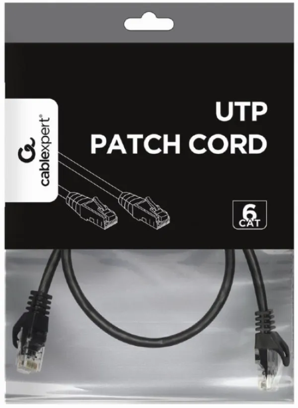 PP6U-0.25M/BK Gembird Mrezni kabl, CAT6 UTP Patch cord 0.25m black
