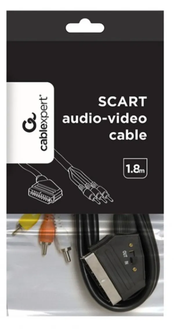 CCV-519-001 Gembird Bidirectional sa prekidacem RCA to SCART audio-video cable, 1.8 m