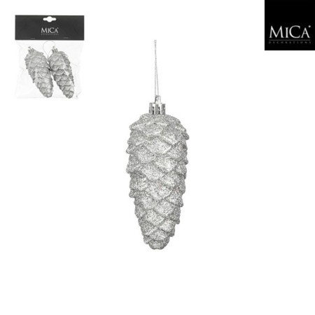 Dekordom 1179681 - silver - edl novogodišnja dekoracija - ornament pine cone set 2pcs 11cm ( 044583 )