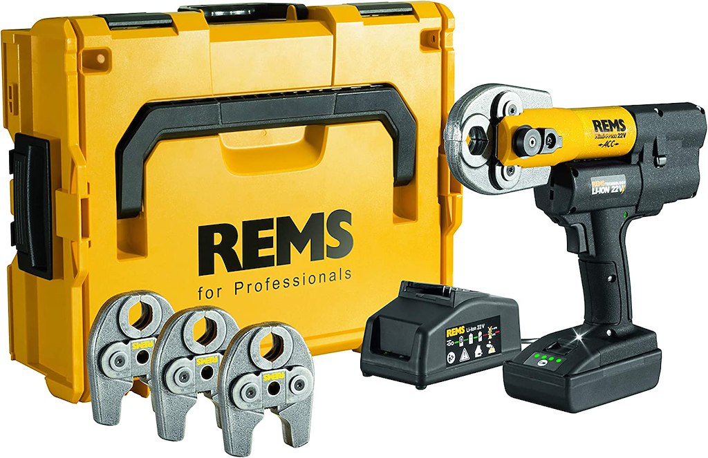 REMS 578X09 – Mini‑Press 22 V ACC Basic Pack akumulatorska radijalna presa Ø 10–40 mm u L‑Boxx koferu + 3 × Krimp klešta